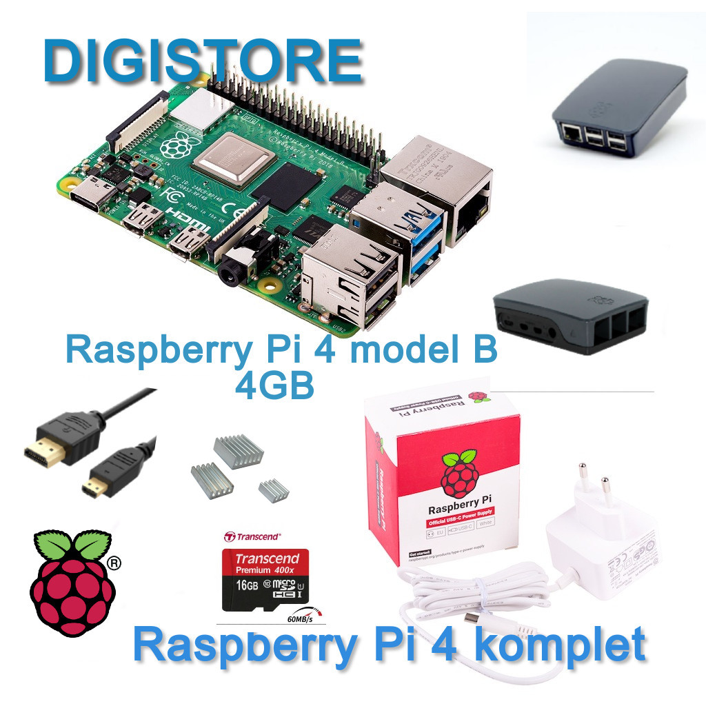 Raspberry Pi 4 DigiSTORE Model B 4GB RAM kit komplet